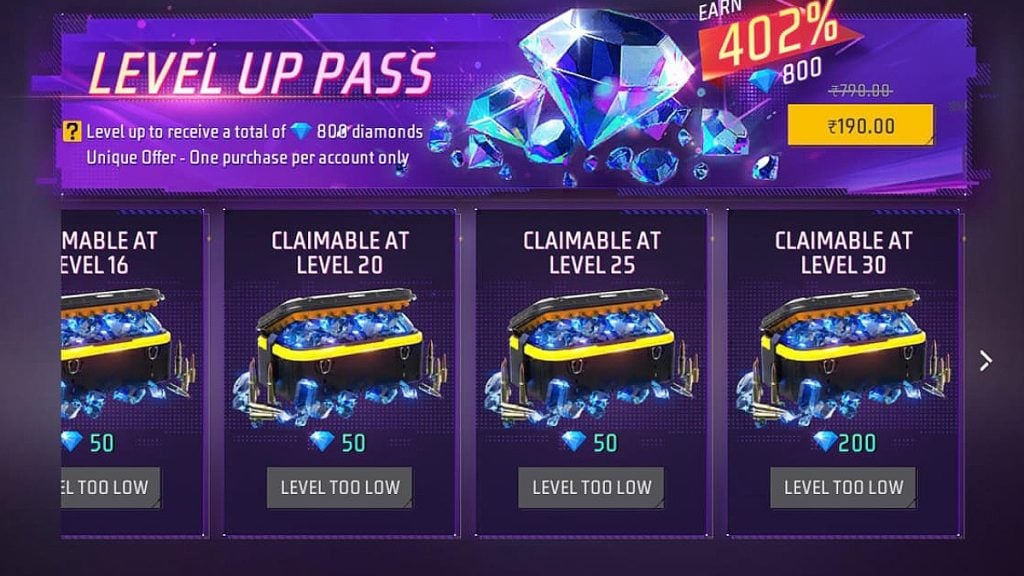 Free Fire Max: Claim 800 diamonds with Level Up Pass in 2024